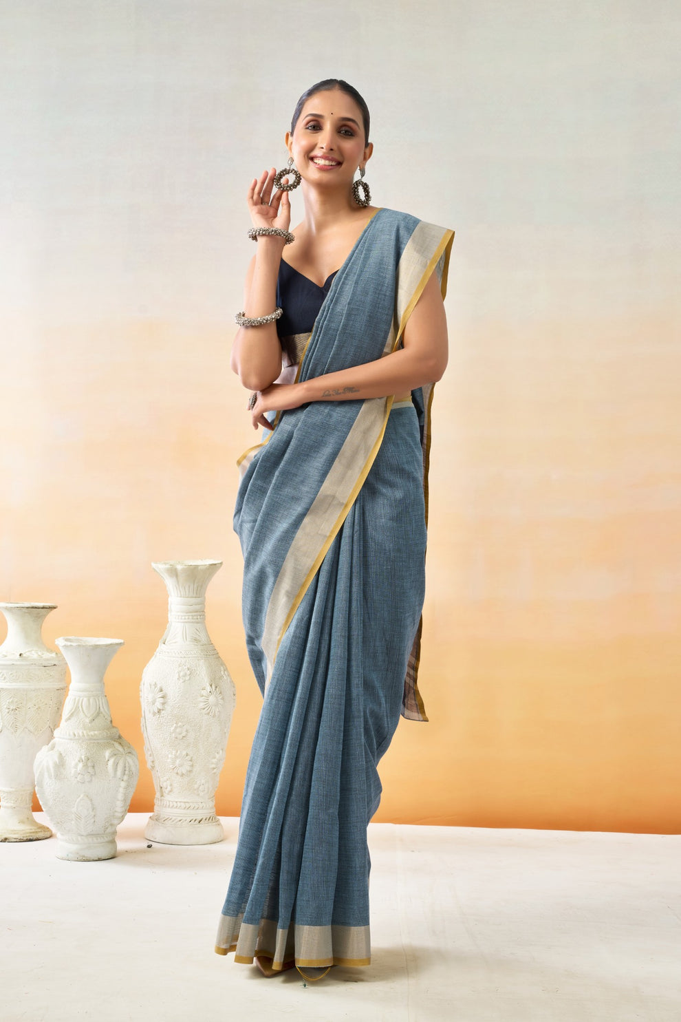 DARSHINI LINEN COTTON SAREE – Kruthika Designer Studio