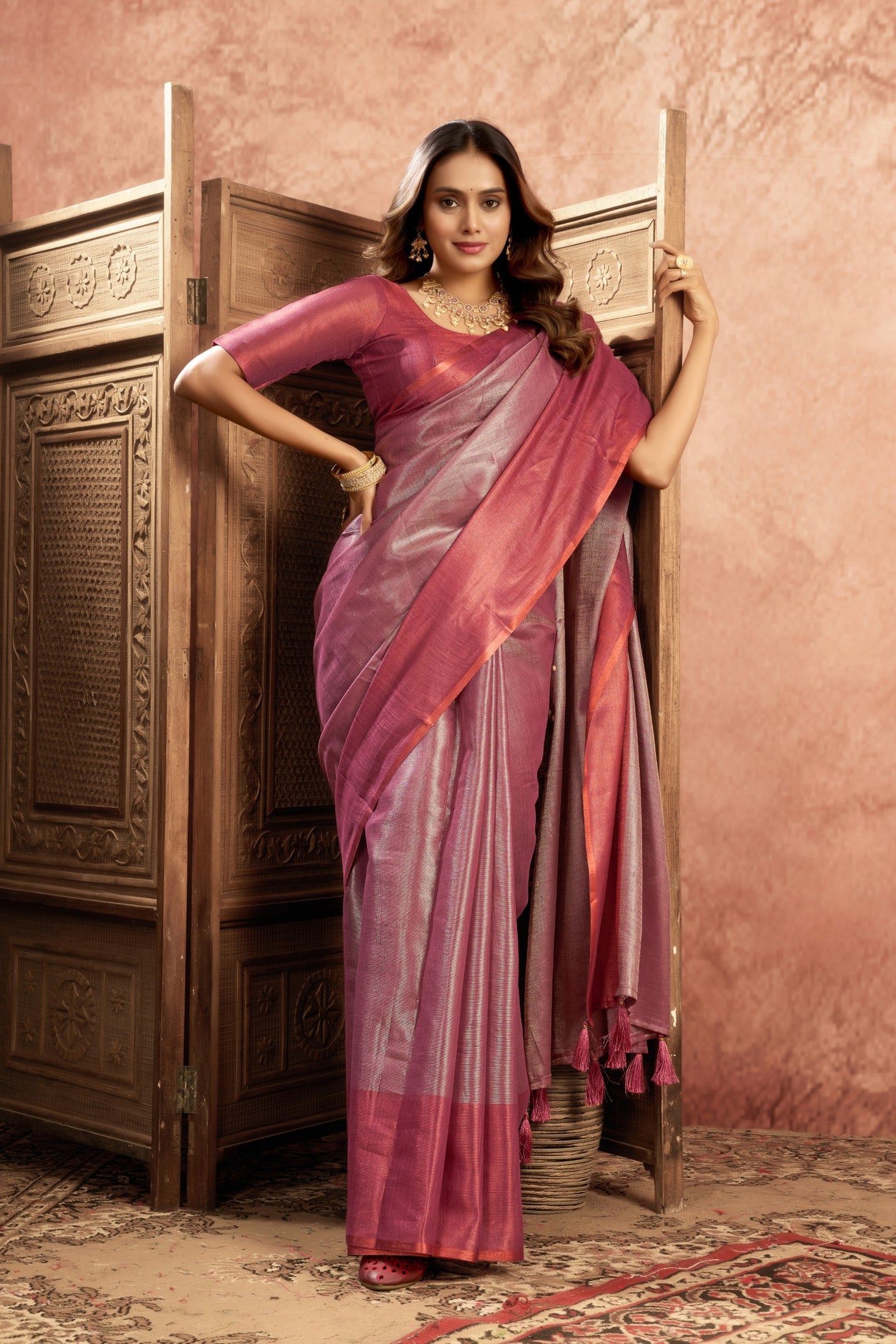 KUMKUM CLASICS MUL TISSUE SAREE – Kruthika Designer Studio